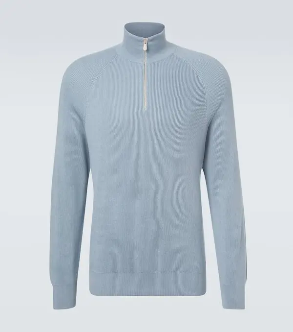 Brunello Cucinelli Ribbed-knit Cotton Sweater - Blue