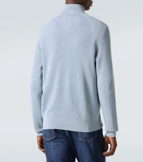 Brunello Cucinelli Ribbed-knit Cotton Sweater - Blue