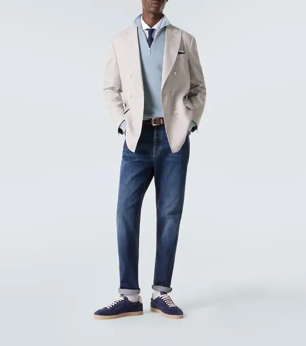 Brunello Cucinelli Ribbed-knit Cotton Sweater - Blue