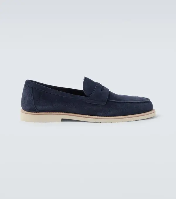 Brunello Cucinelli Suede Penny Loafers - Blue