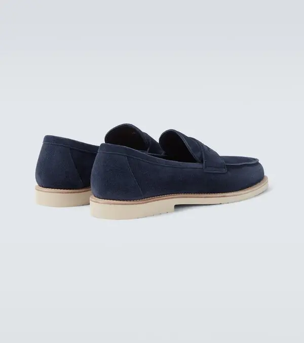 Brunello Cucinelli Suede Penny Loafers - Blue