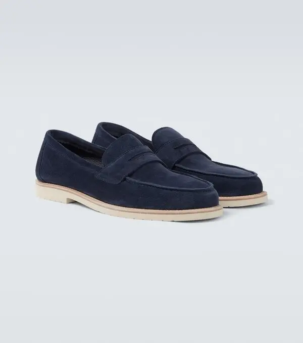 Brunello Cucinelli Suede Penny Loafers - Blue