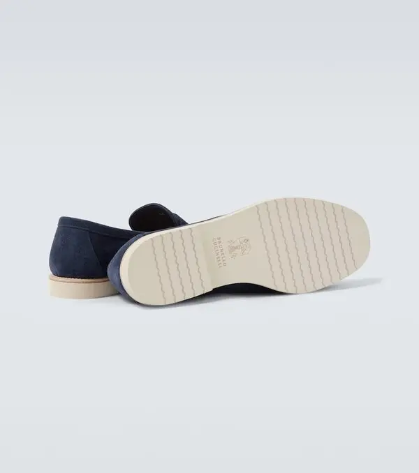 Brunello Cucinelli Suede Penny Loafers - Blue