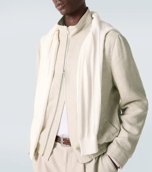 Brunello Cucinelli Silk, Linen, And Wool Jacket - Beige