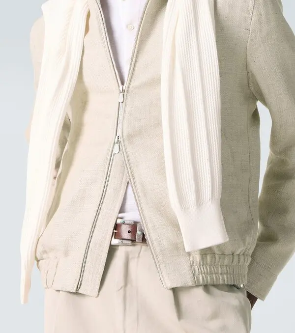 Brunello Cucinelli Silk, Linen, And Wool Jacket - Beige