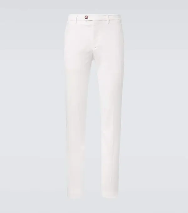 Brunello Cucinelli Cotton-blend Slim Pants - White