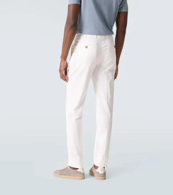 Brunello Cucinelli Cotton-blend Slim Pants - White