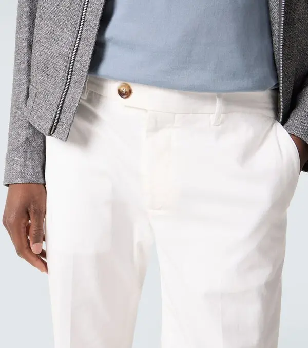 Brunello Cucinelli Cotton-blend Slim Pants - White