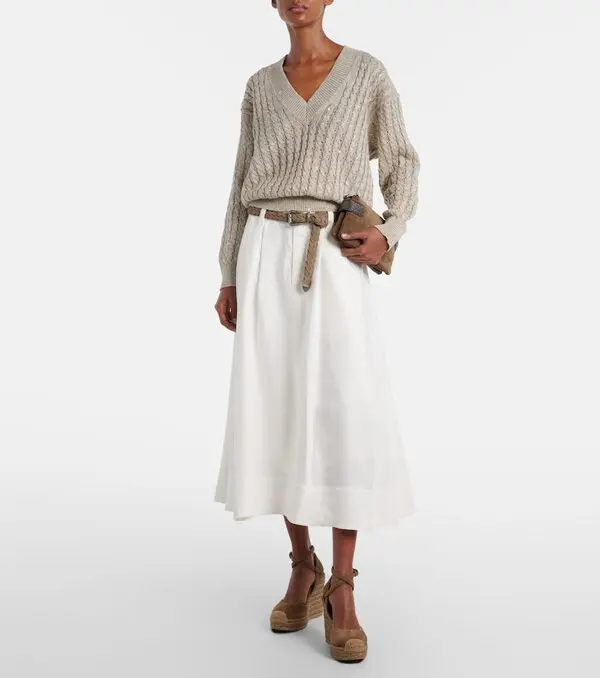 Brunello Cucinelli Sequined Linen-blend Sweater