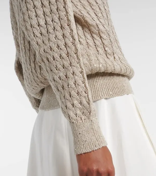 Brunello Cucinelli Sequined Linen-blend Sweater