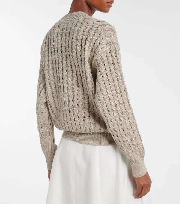 Brunello Cucinelli Sequined Linen-blend Sweater