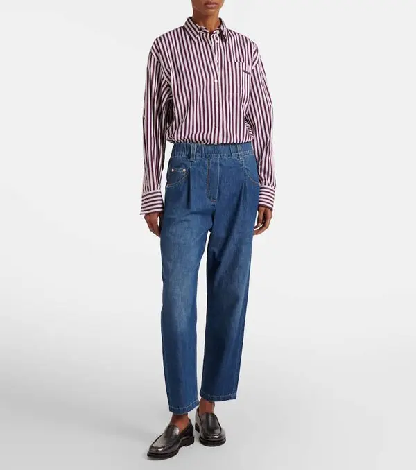 Brunello Cucinelli Pleated Tapered Jeans