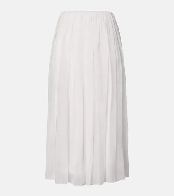 Brunello Cucinelli Cotton And Tulle Midi Skirt - White