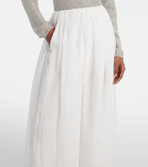 Brunello Cucinelli Cotton And Tulle Midi Skirt - White