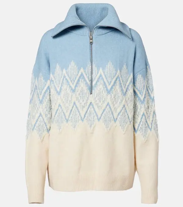 Varley Hedda Jacquard Half-zip Sweater - Blue