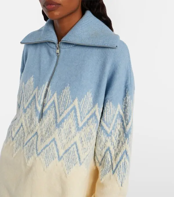 Varley Hedda Jacquard Half-zip Sweater - Blue
