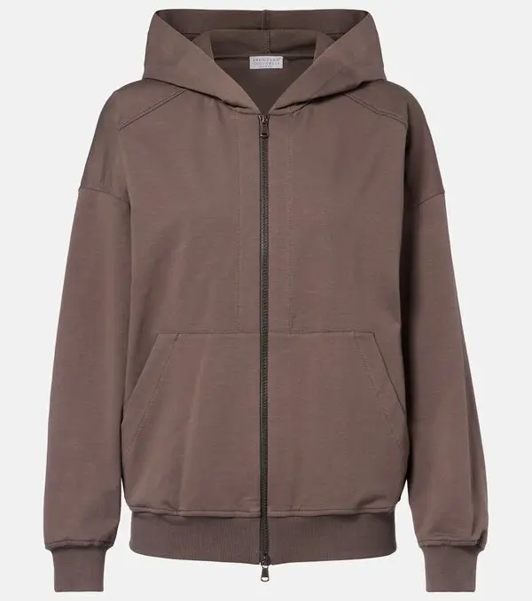 Brunello Cucinelli Monili Cotton Zip-up Hoodie - Brown