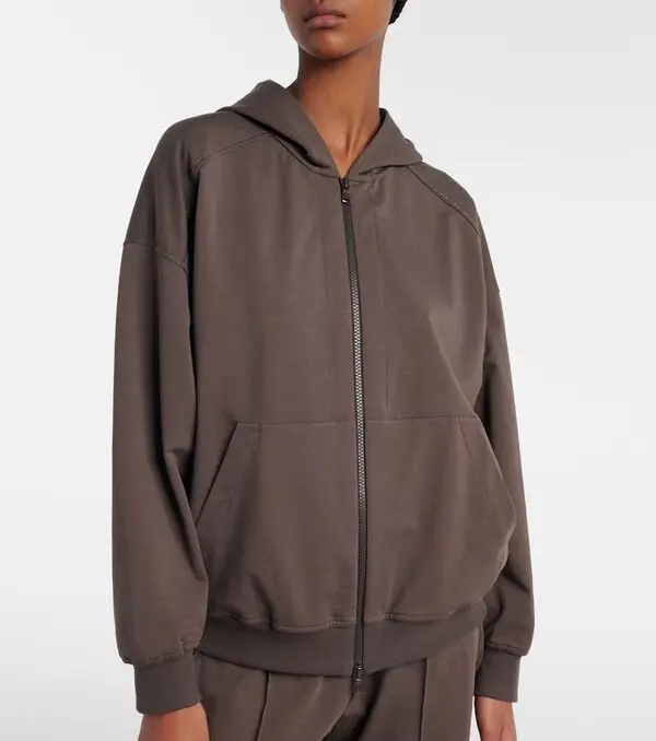 Brunello Cucinelli Monili Cotton Zip-up Hoodie - Brown