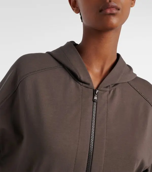 Brunello Cucinelli Monili Cotton Zip-up Hoodie - Brown