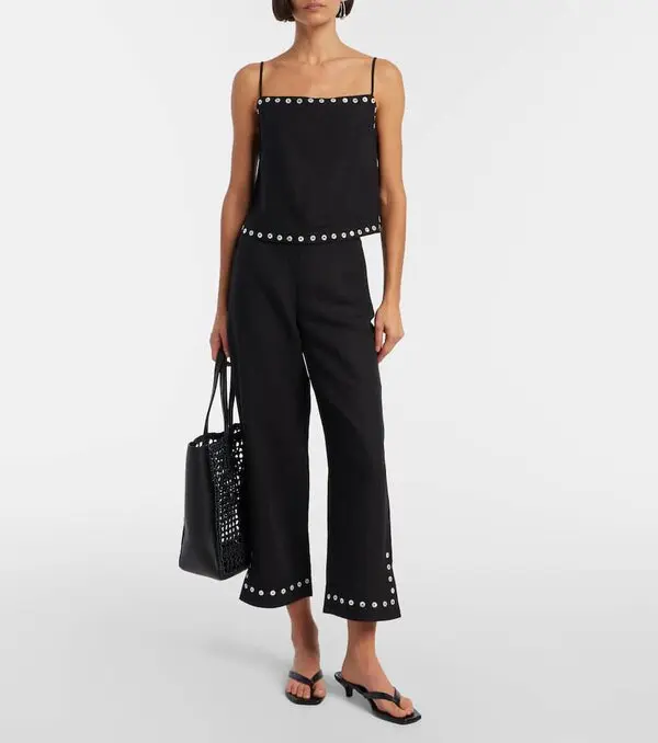 Staud Piha Linen-blend Flared Pants