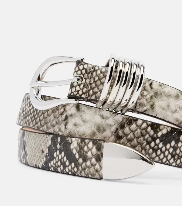 DEHANCHE Hollyhock Snake-effect Leather Belt - Brown