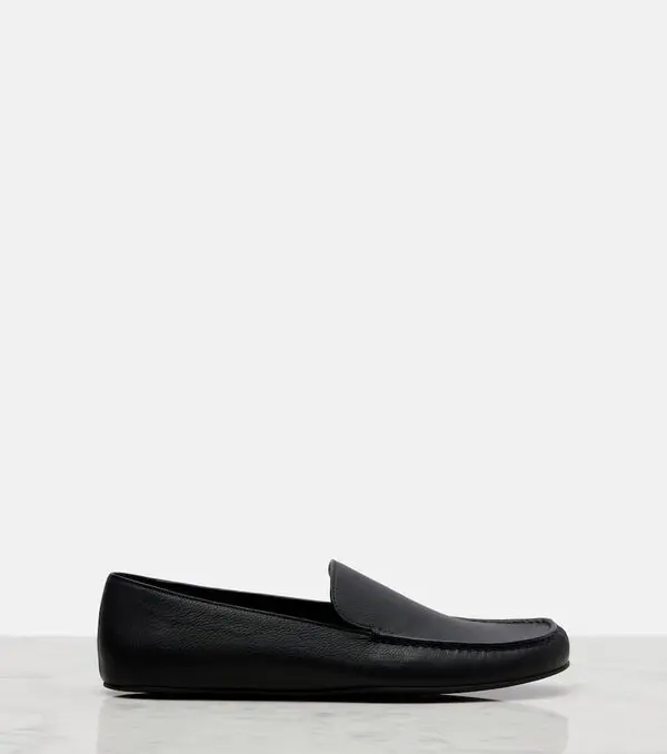 THE ROW Leo Leather Slip-on Shoes - Black