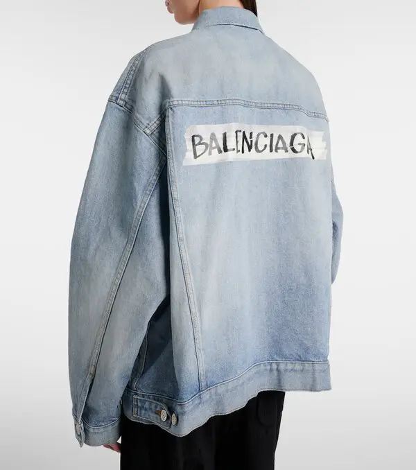 Balenciaga Logo Denim Jacket - Blue