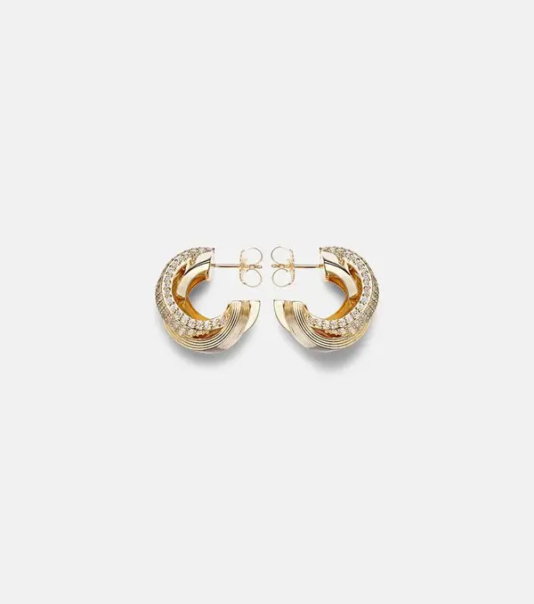SYDNEY EVAN Tri-link 14kt Hoop Earrings With Diamonds
