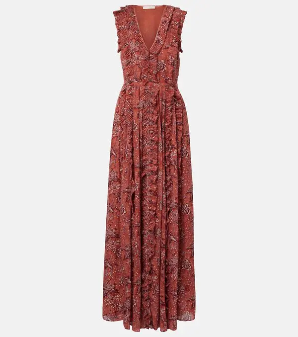 Ulla Johnson Aida Ruffled Silk-blend Chiffon Maxi Dress