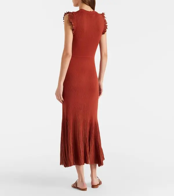 Ulla Johnson Noelle Knitted Lame Midi Dress - Orange