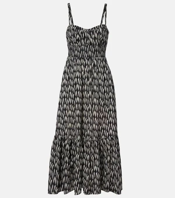 Ulla Johnson Nadine Printed Cotton-blend Midi Dress - Black
