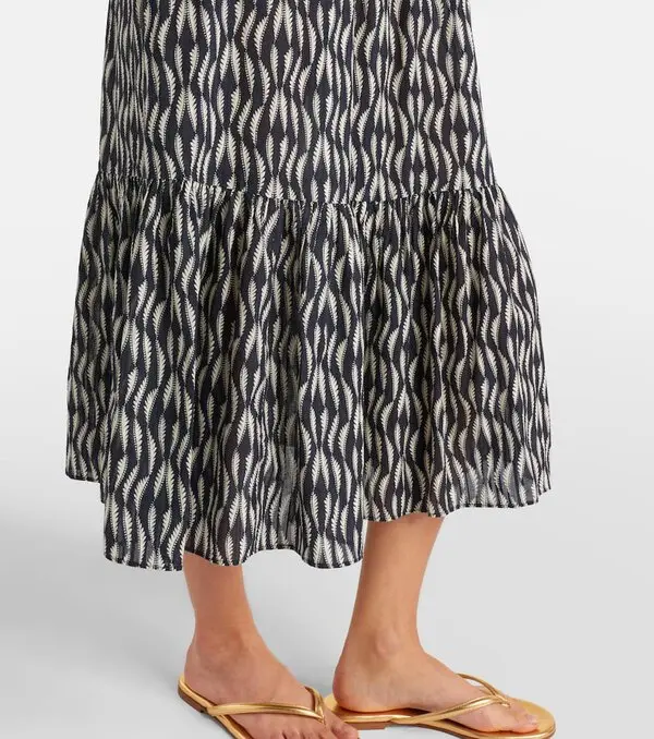 Ulla Johnson Nadine Printed Cotton-blend Midi Dress - Black