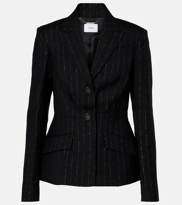 Erdem Pinstripe Wool Blazer