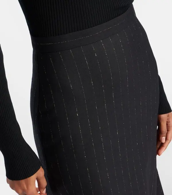 Erdem Pinstripe Wool Midi Skirt