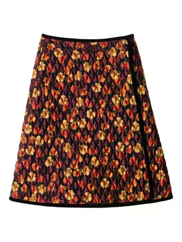 Burberry Quilted Floral Print A-line Skirt