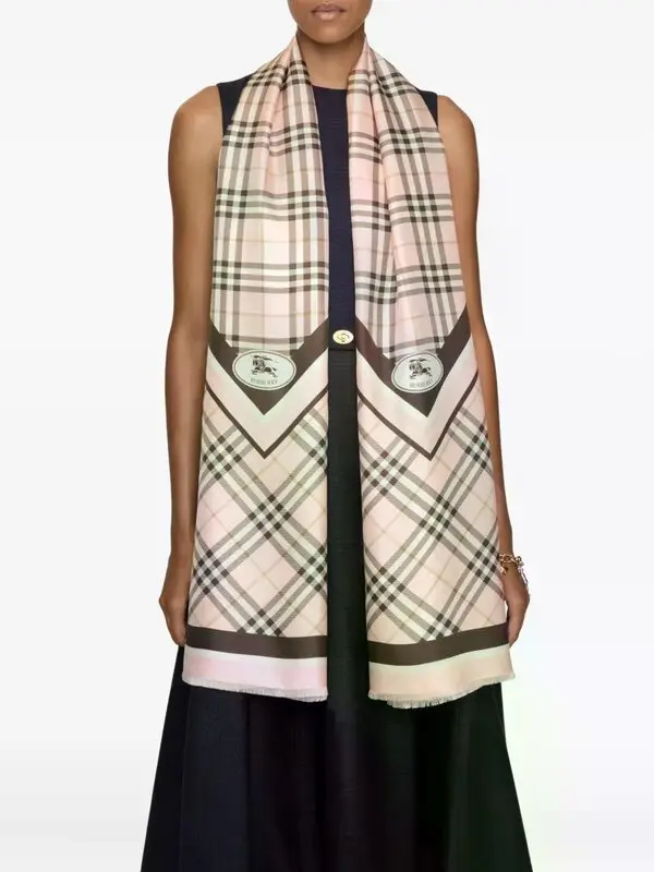 Burberry Check Knight Stamp Silk Scarf
