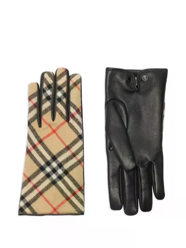 Burberry Check Wool Cashmere Gloves - Neutrals