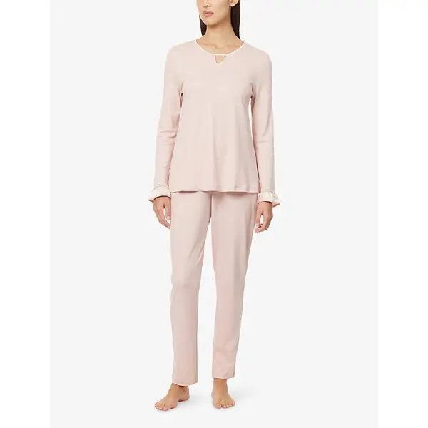 Hanro Claire Ruffled-cuffs Cotton-modal Blend Pyjama Set