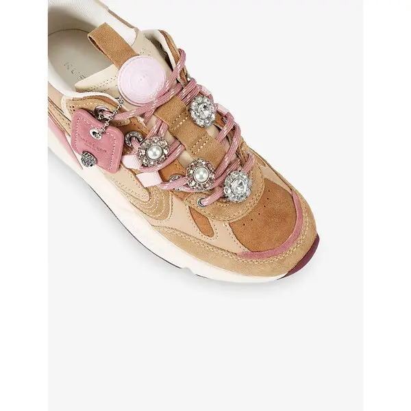 Kurt Geiger Runner Suede And Mesh Trainers - Camel