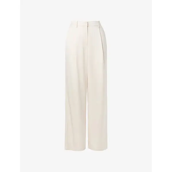 MALINA Sarah Wide-leg Satin Trousers - Vanilla