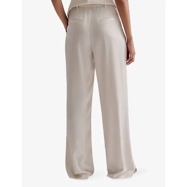 MALINA Sarah Wide-leg Satin Trousers - Vanilla