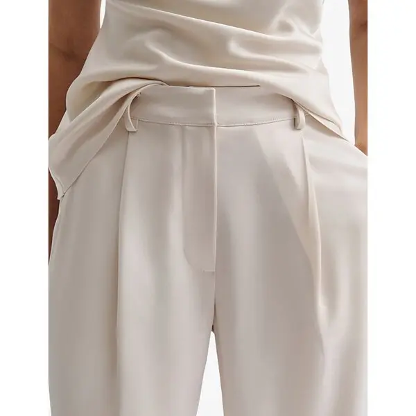 MALINA Sarah Wide-leg Satin Trousers - Vanilla