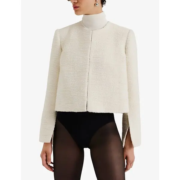 MALINA Ruthie Cropped Bouclé Blazer - Vanilla