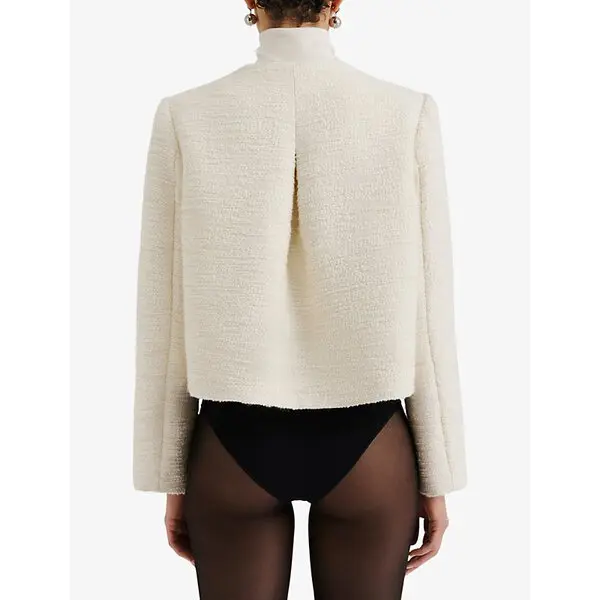 MALINA Ruthie Cropped Bouclé Blazer - Vanilla