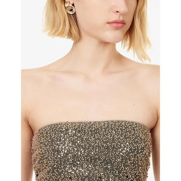 green emerald velvet dress Beaded Midi Tube Dress | ROTATE Birger Christensen