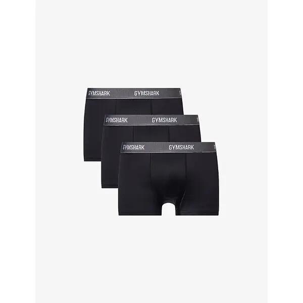 GYMSHARK Sports Tech Pack Of Three Jersey Boxer Briefs - Gs Blck/gs Blck/gs Black
