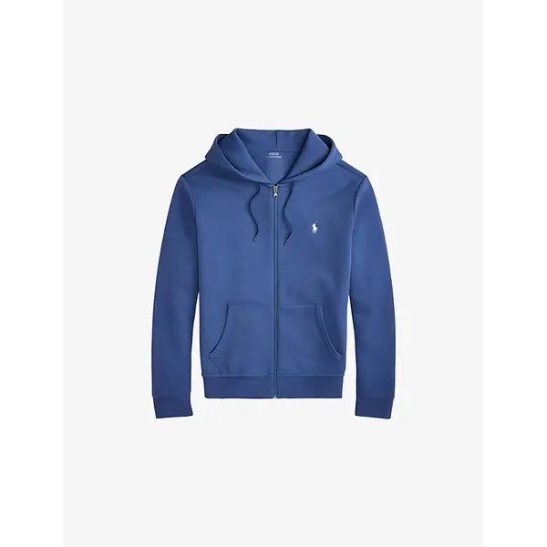 Polo Ralph Lauren Logo-embroidered Zipped Cotton-blend Hoodie - Blue