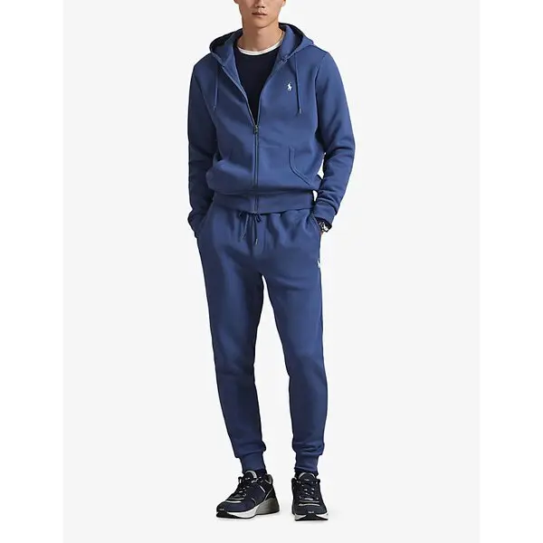 Polo Ralph Lauren Logo-embroidered Zipped Cotton-blend Hoodie - Blue