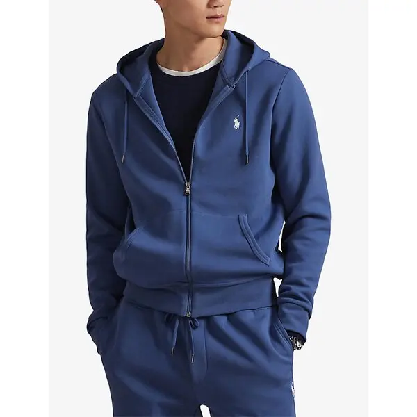 Polo Ralph Lauren Logo-embroidered Zipped Cotton-blend Hoodie - Blue