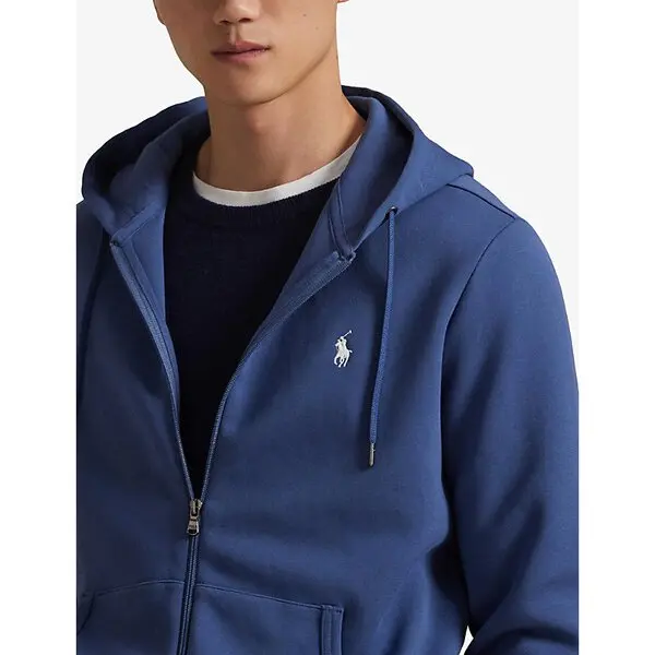 Polo Ralph Lauren Logo-embroidered Zipped Cotton-blend Hoodie - Blue